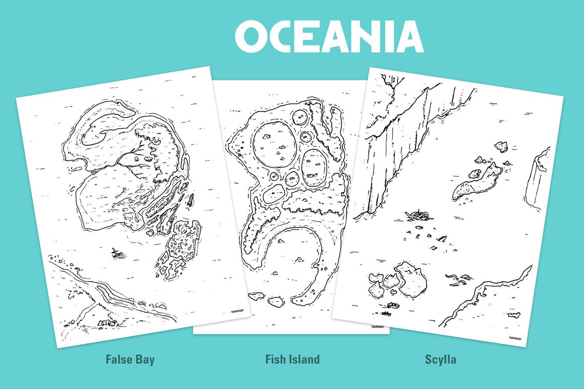 Oceania Map Coloring Pages | Etsy