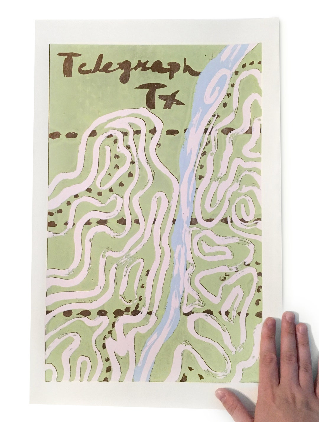 Telegraph TX Map - Original Serigraph Print - Etsy