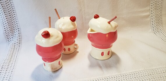 RETRO PINK Milkshake Ice Cream Salt Pepper Creamer LEGO Japan - Etsy