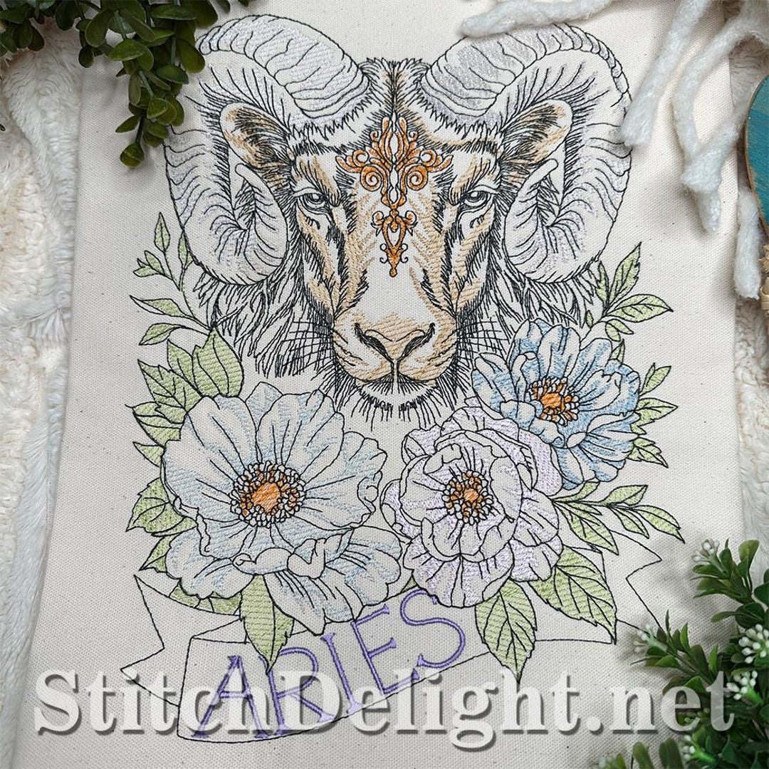 Aries Zodiac Embroidery Design, Celestial Machine Embroidery (digital ...