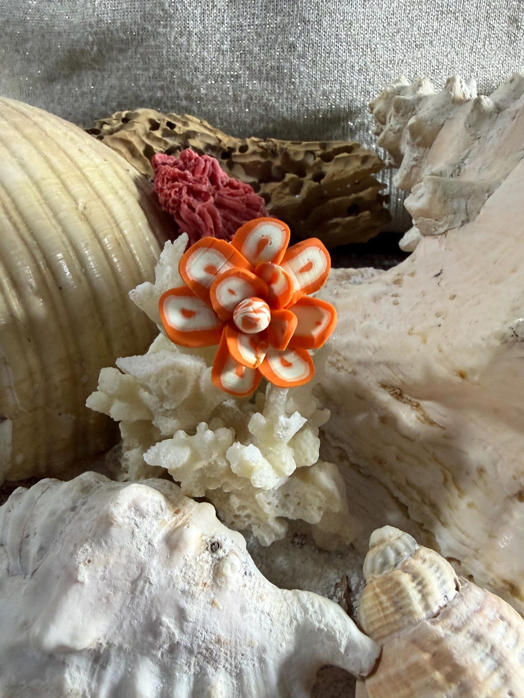 Adjustable Orange and White Flower Ring - Etsy