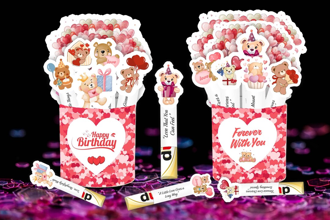 Duplo Birthday Printable Treat Box Set With Cute Teddy Bear Stickers ...