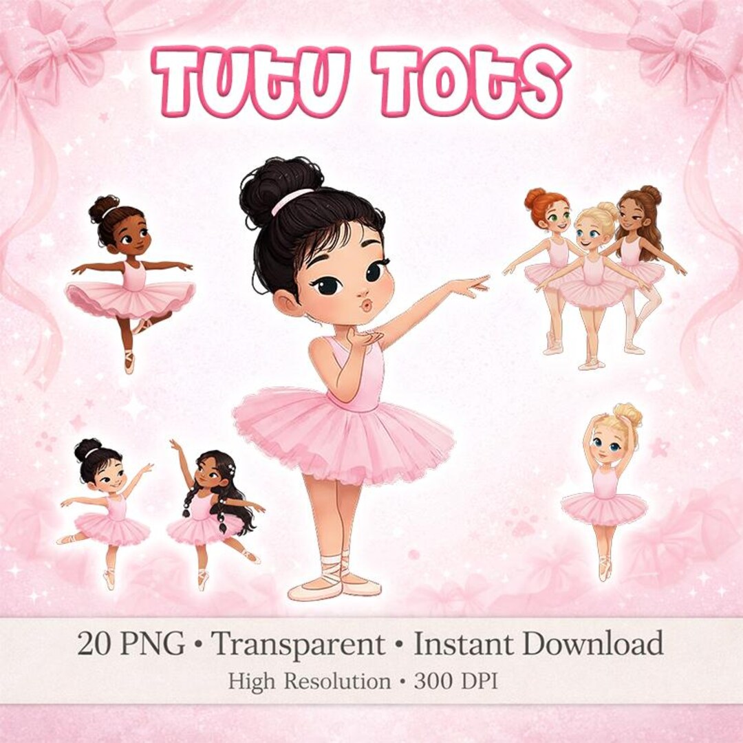 Tutu Tots – Cute Ballerina Clipart Bundle – Kids Dance PNG Graphics ...
