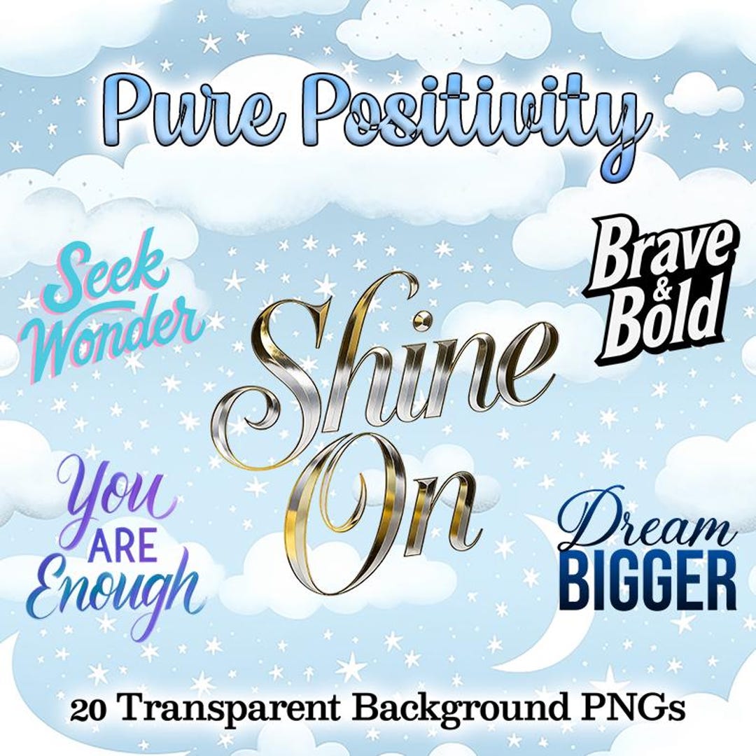 Pure Positivity – Inspirational Quote Clipart Bundle – Motivation Text ...