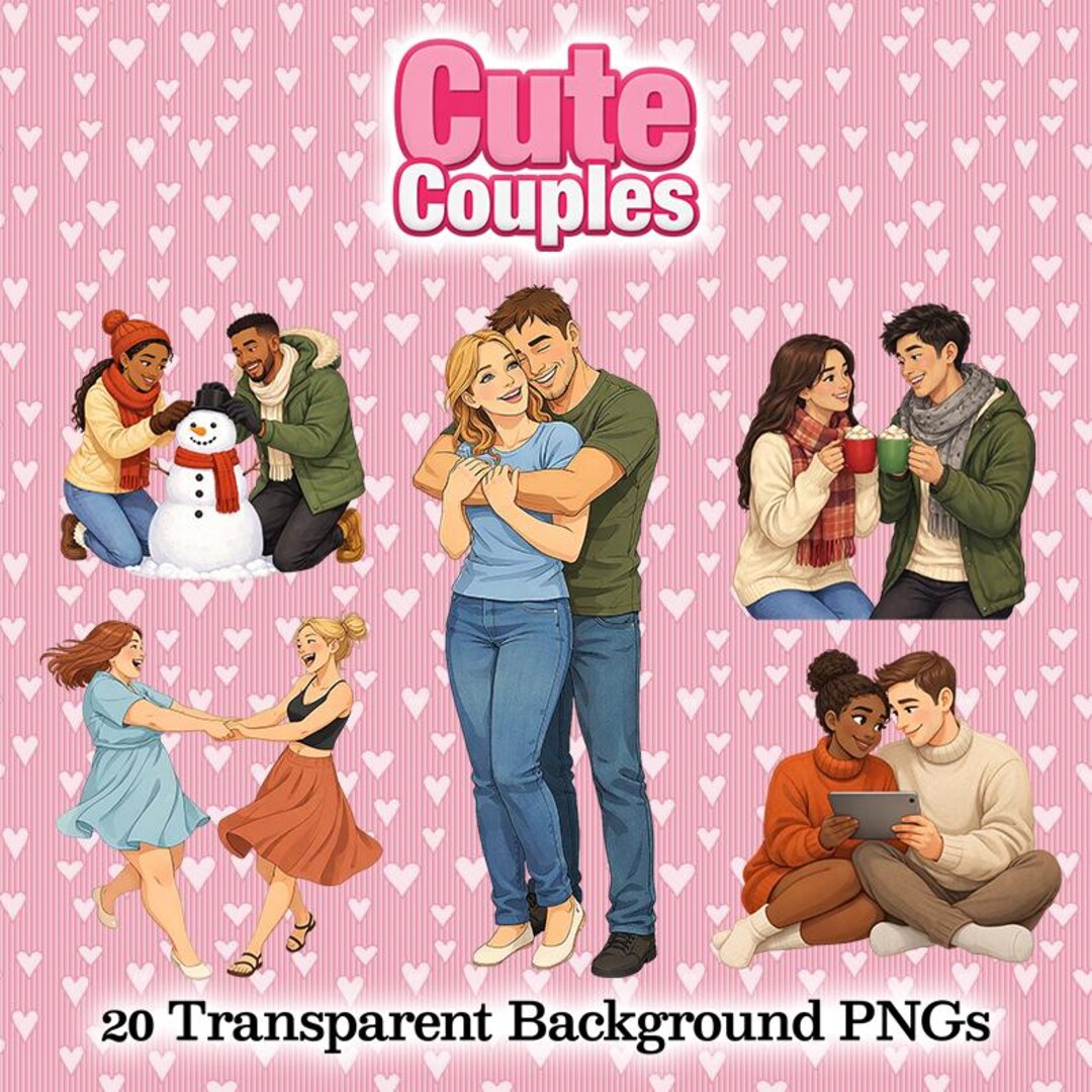 Cute Couples – Valentine Couples Clipart Bundle – Romantic PNG for ...