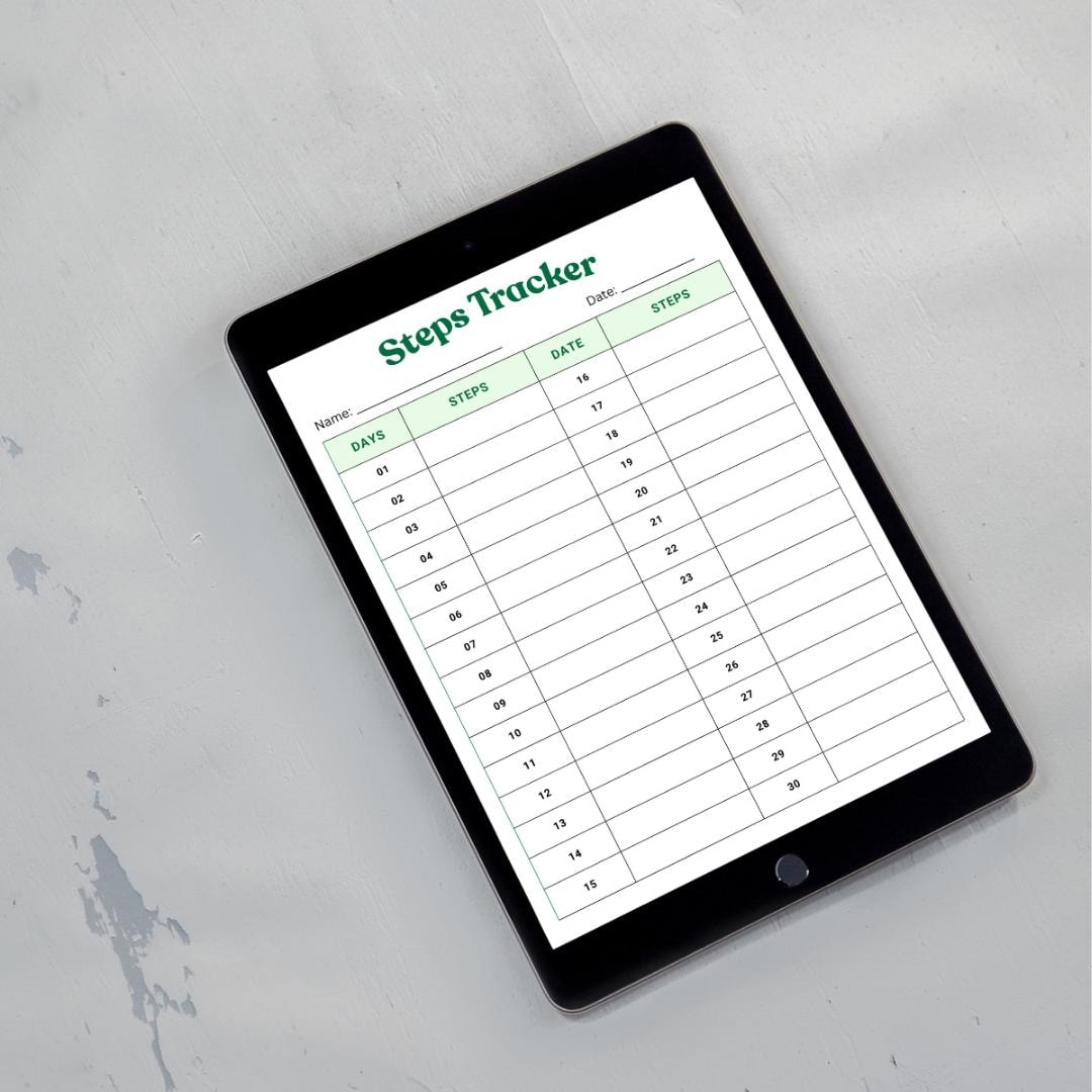 Daily Steps Tracker Log: Walking Progress Pedometer Sheet (PDF, PNG) - Etsy