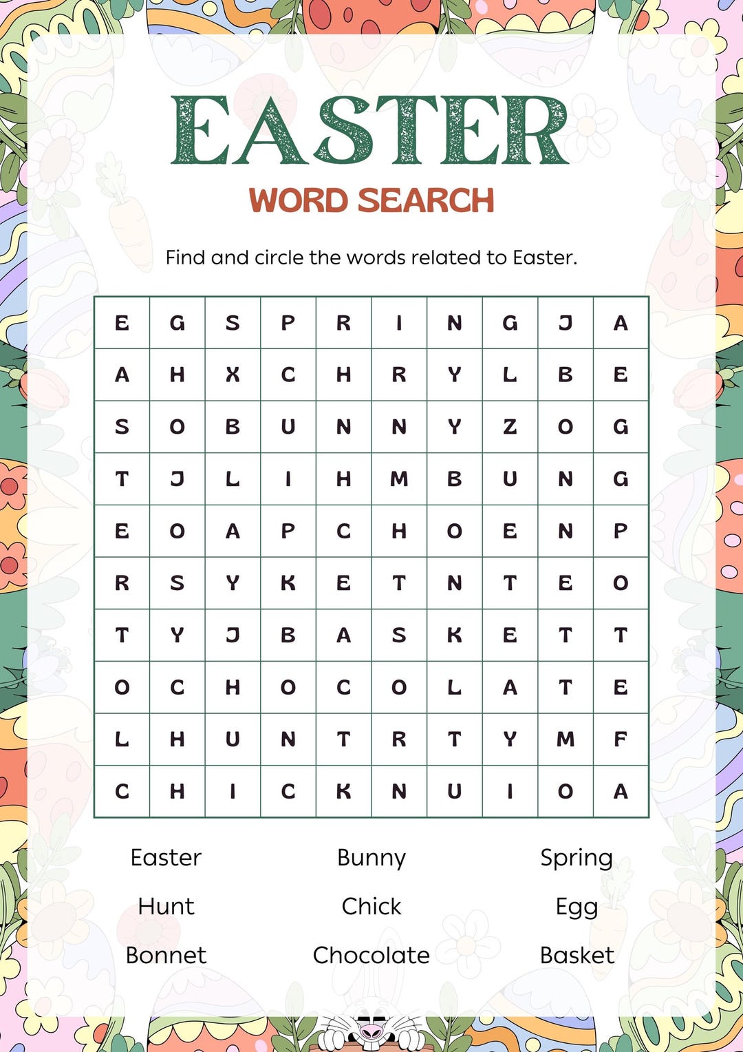 Easter Word Search for Kids, Christian Easter Activity, Toddler Fun - Etsy