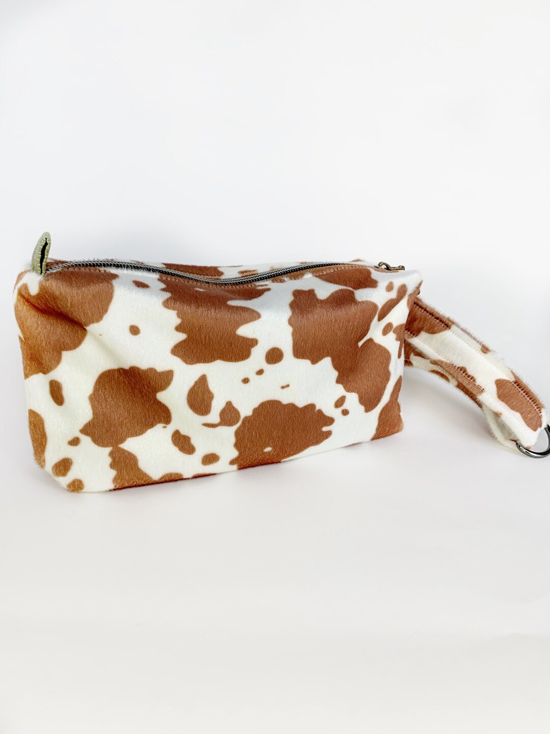 Cow Hide Boxy Zipper Pouch - Etsy