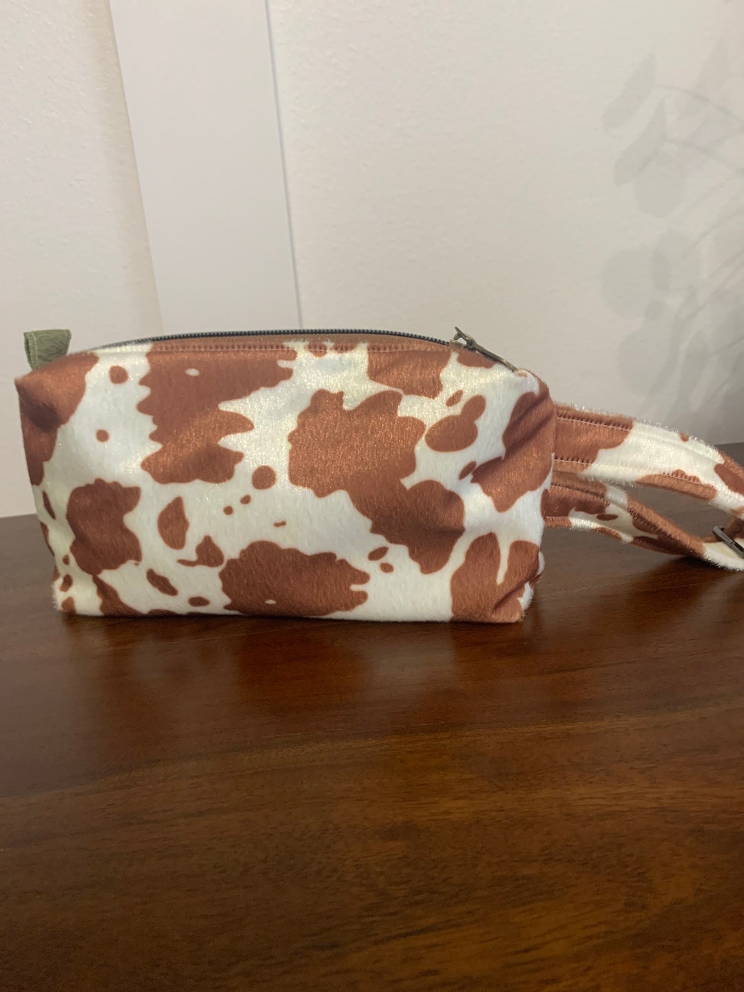 Cow Hide Boxy Zipper Pouch - Etsy