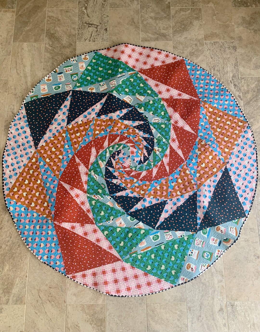 Quilt Round Chroma Quilt in Strawberry & Friends Fabric - Etsy