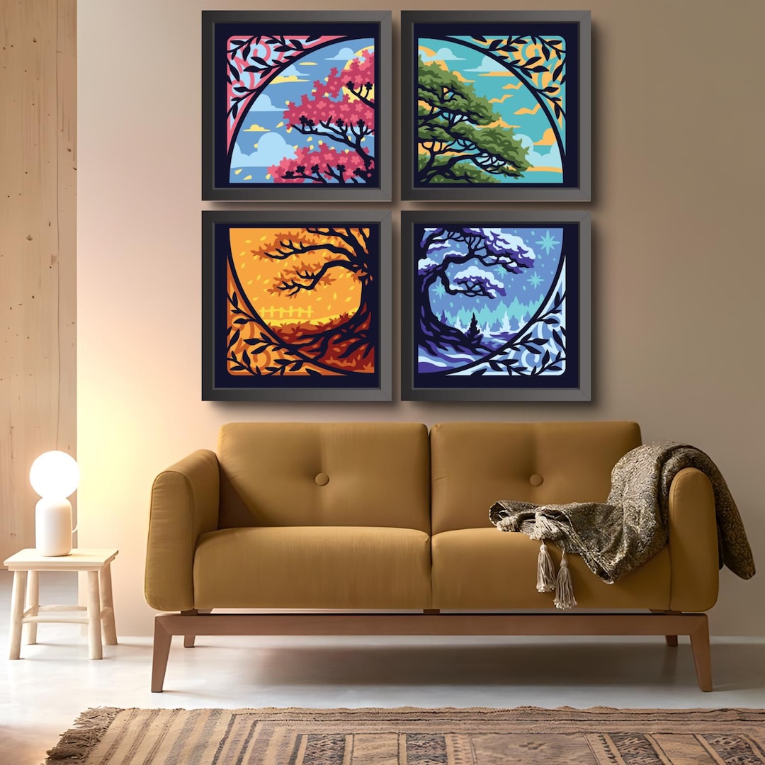 Four Seasons Tree 3D Shadow Box SVG, Layered Paper Cut File for Cricut ...