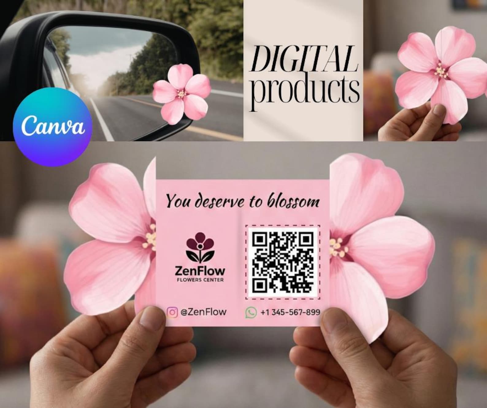 DIY Die-cut Flower QR Code Business Card | Unique Foldable Interactive ...