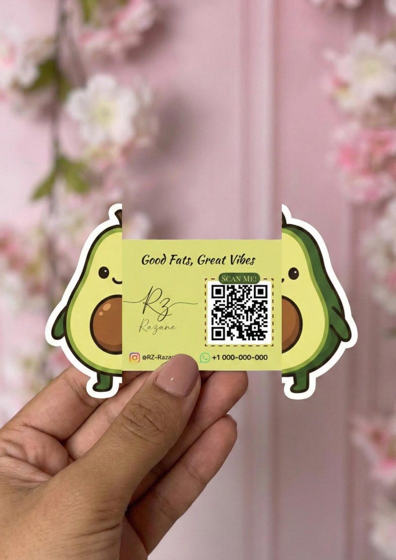 Folded Avocado Business Card Template | Cute Shaped Business Card ...