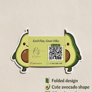 Folded Avocado Business Card Template | Cute Shaped Business Card ...