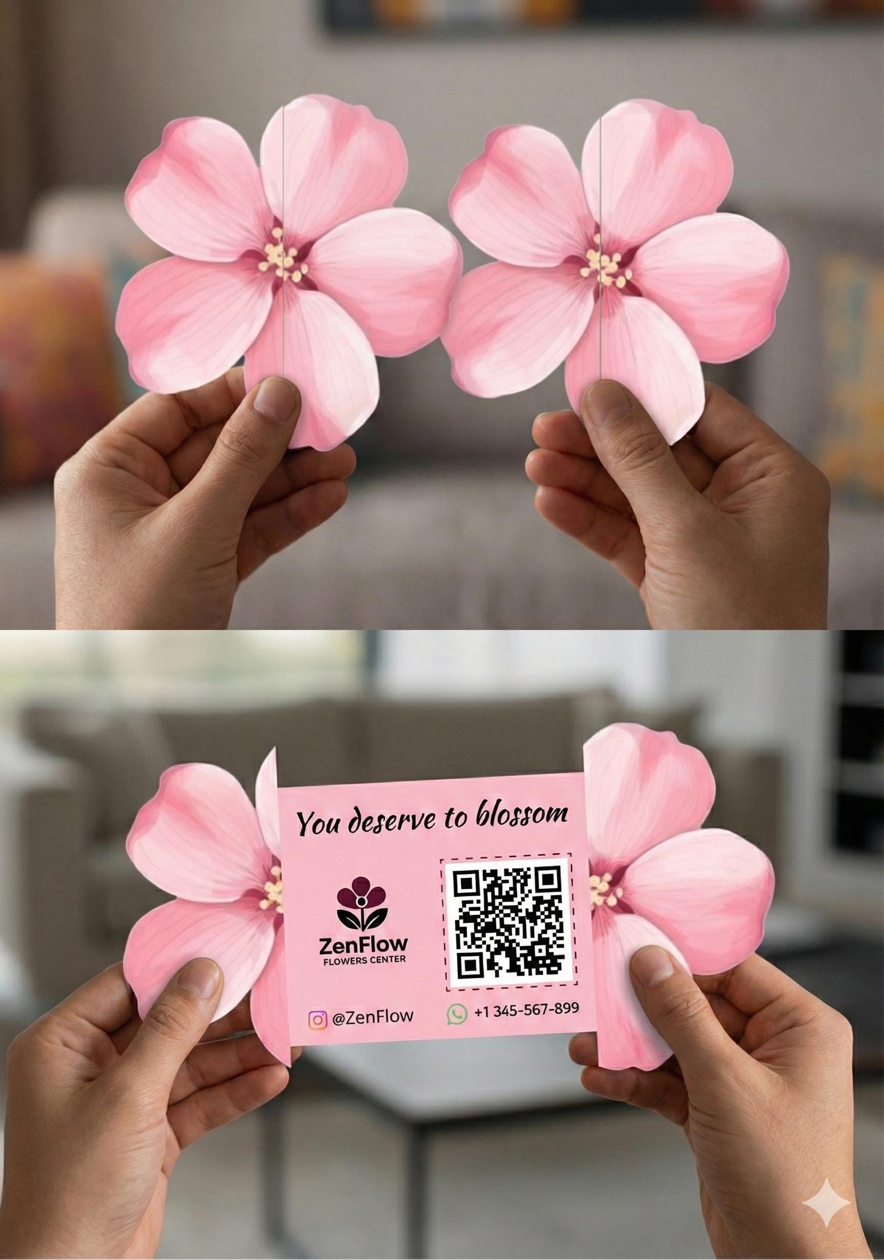 DIY Die-cut Flower QR Code Business Card | Unique Foldable Interactive ...