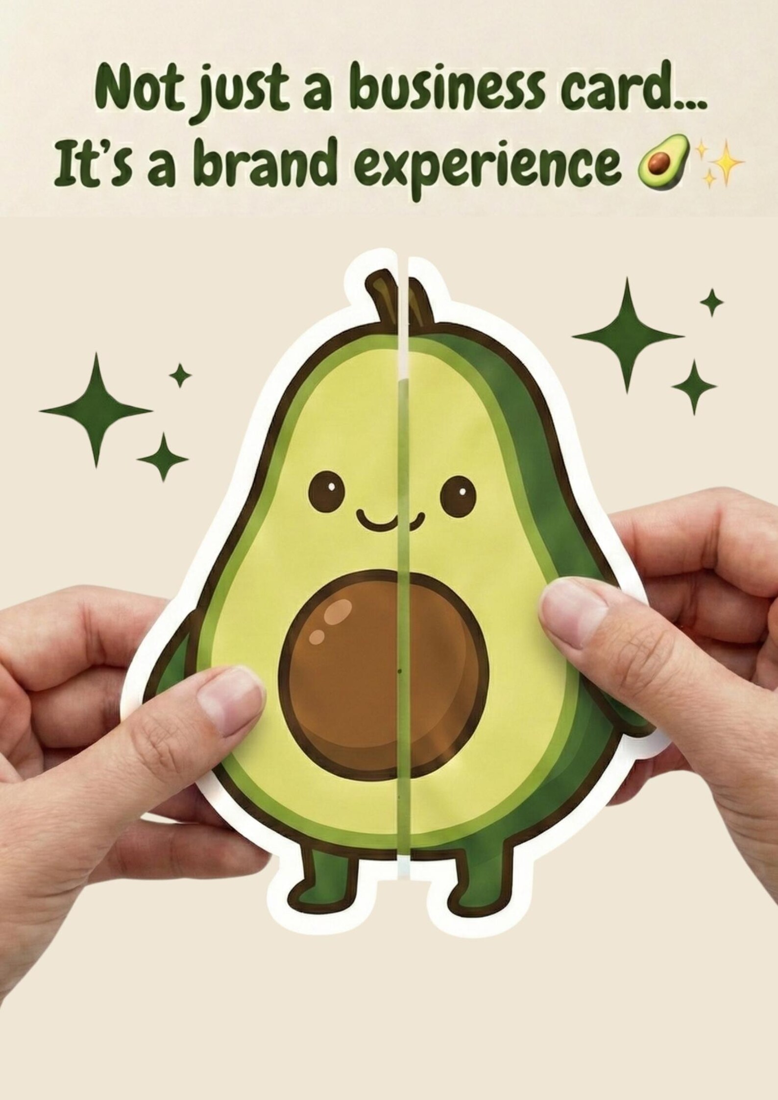 Folded Avocado Business Card Template | Cute Shaped Business Card ...