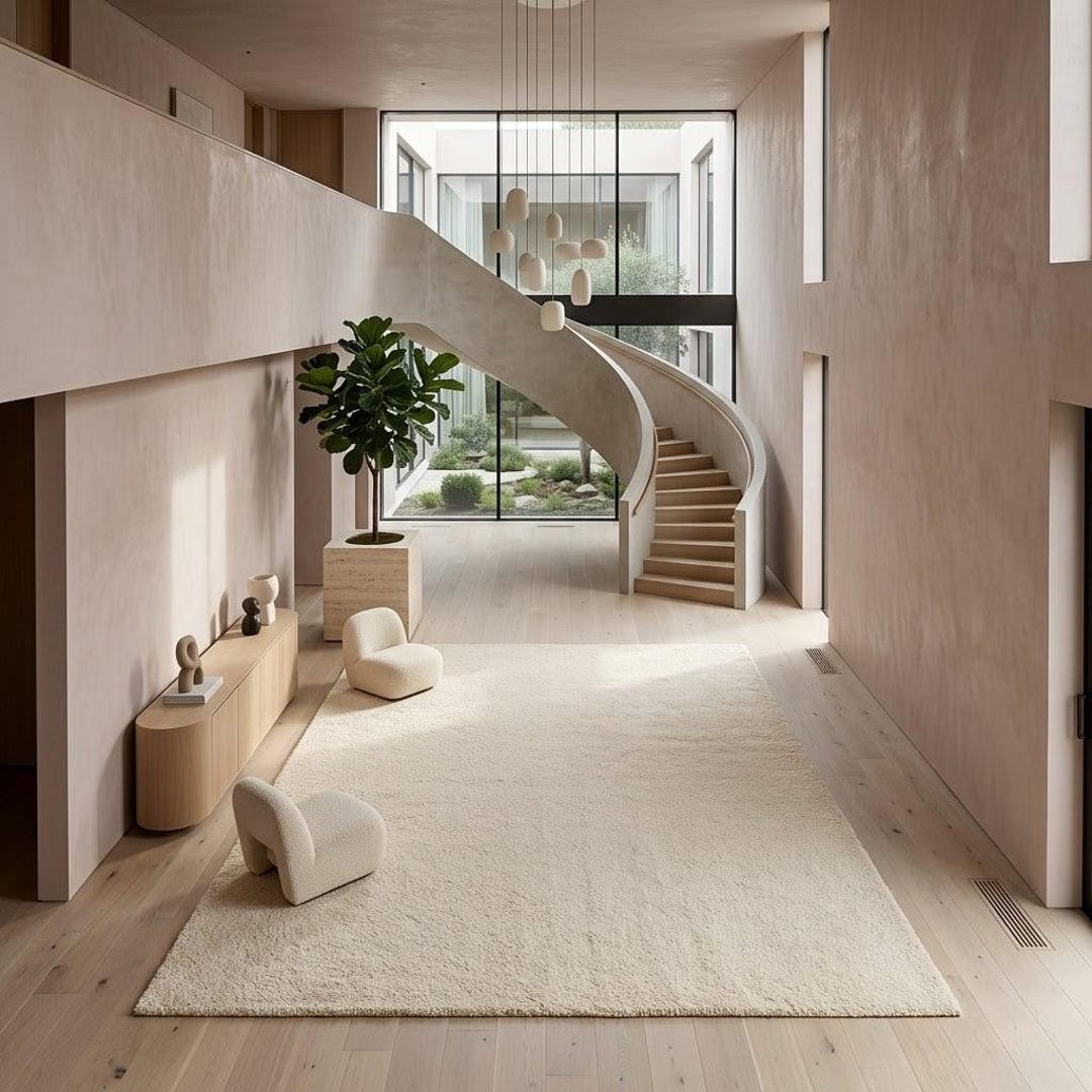 Luxury Beige Hand Tufted Minimalist Solid Carpet Neutral Modern Area ...