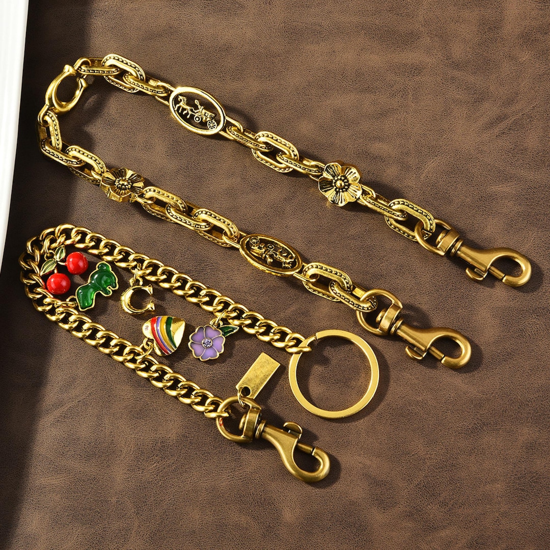 Coach Gold Chain Keychain & Bag Charm | Signature Coach Charm Key Ring ...