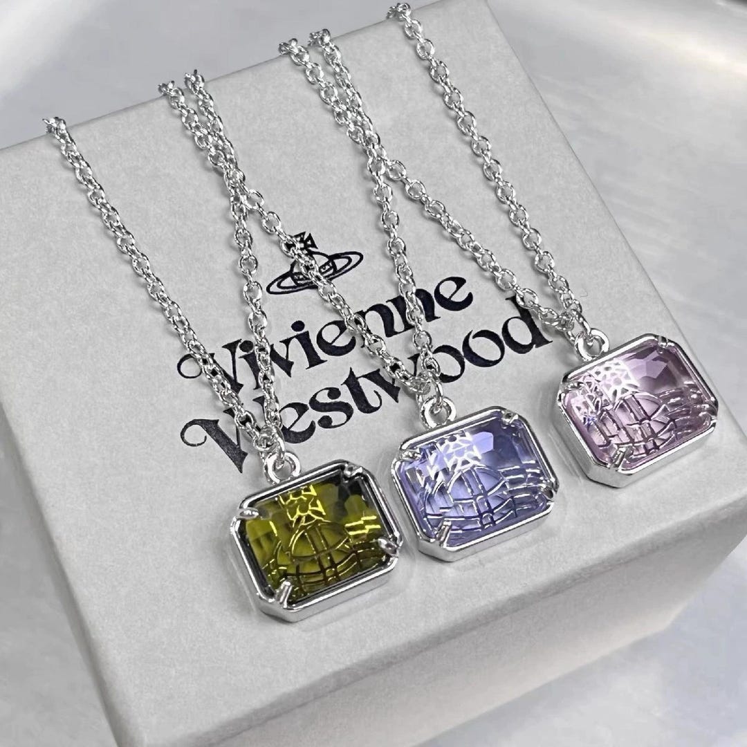 Vivienne Westwood-style Cube Sugar Saturn Necklace | Silver Tone Orb ...