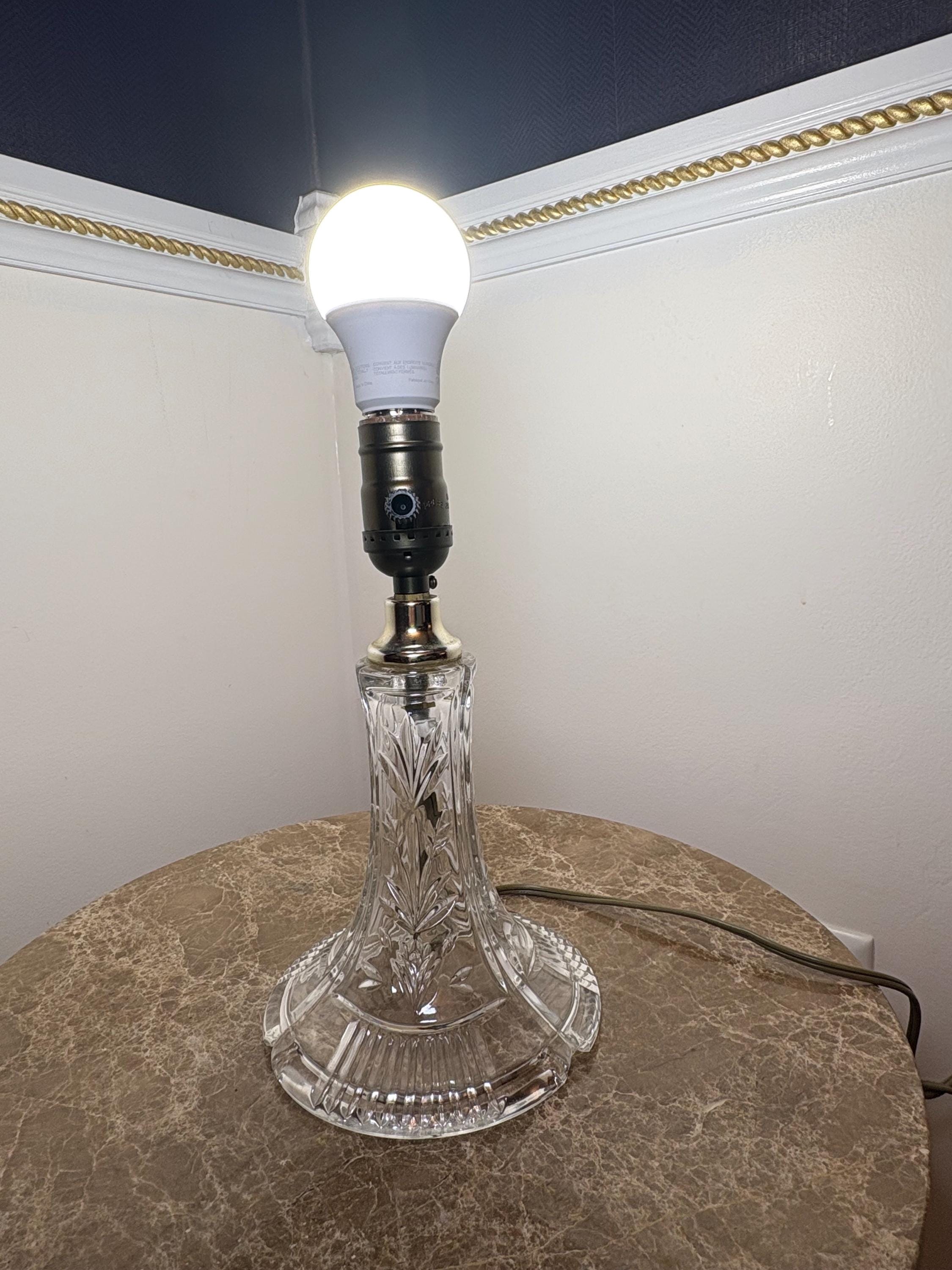 NEWLY WIRED Vintage Art Deco Pressed Glass Lamp Base, Floral Accent ...
