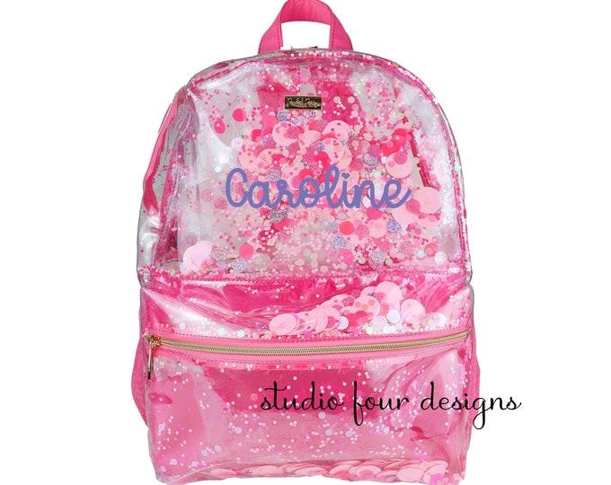 Personalized Pink Party Confetti Clear Backpack | Monogrammed Clear ...