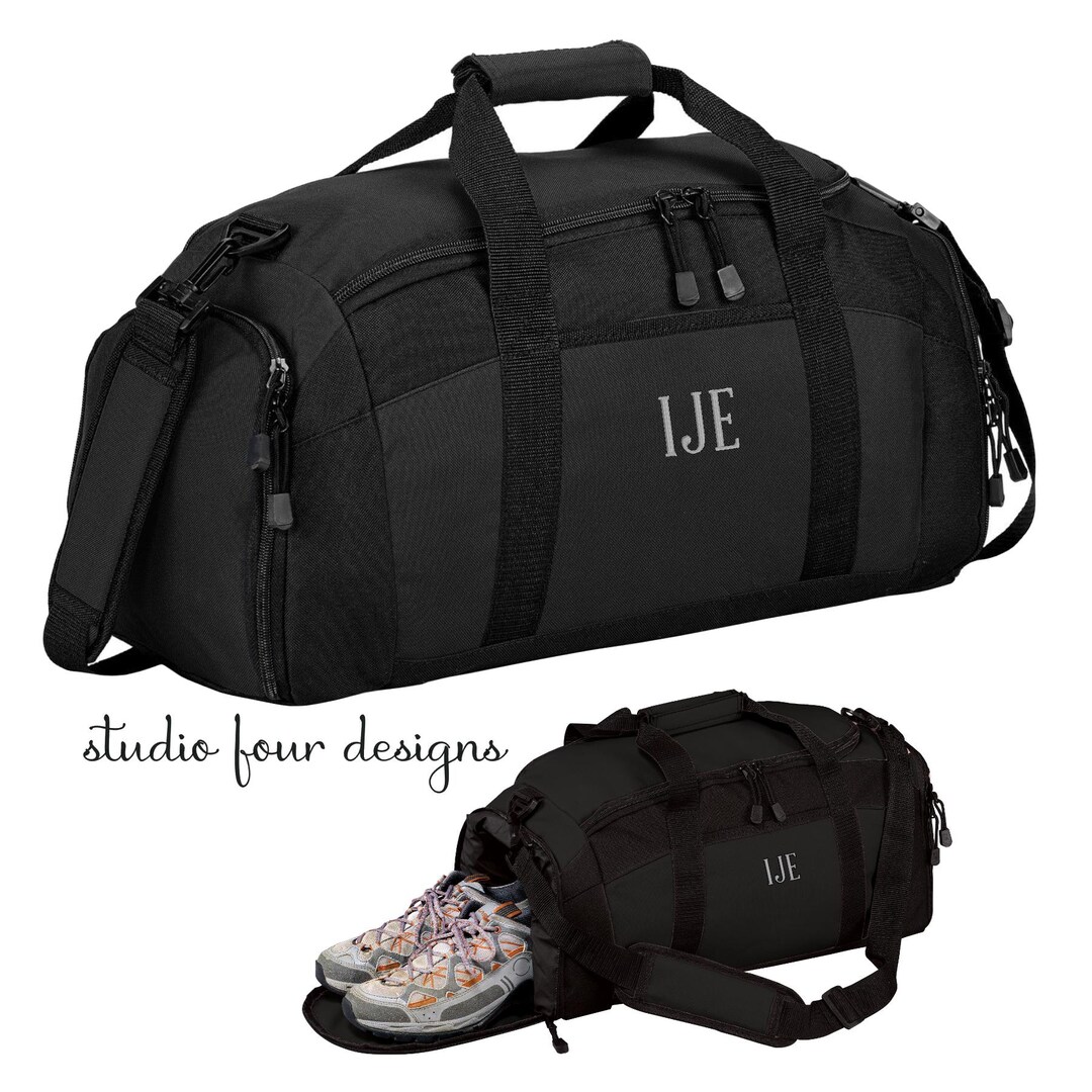Monogrammed Gym Bag | Personalized Sports Duffel | Workout Bag W/ Shoe ...