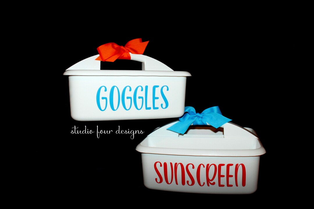 Customized Pool Caddies Goggles Container Sunscreen Caddies Poolside ...