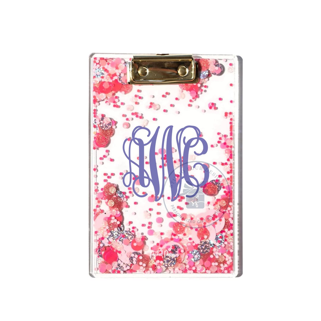 Personalized Pink Confetti Clipboard | Monogrammed Clipboard | Glitter ...