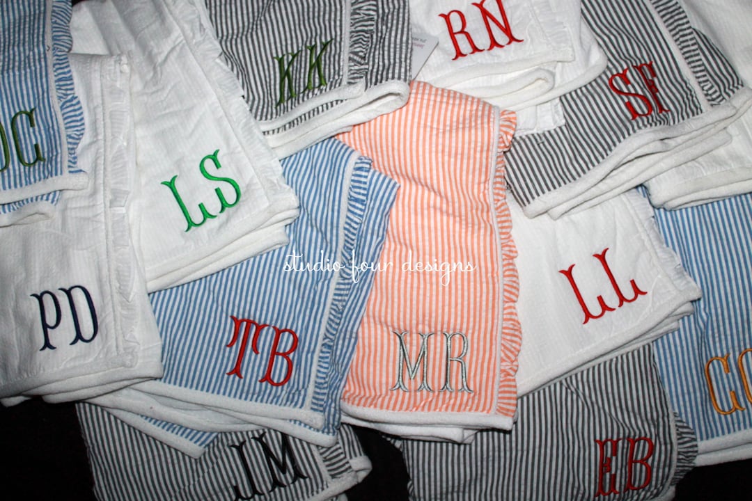 Spa Wrap | Monogrammed Seersucker Shower Wrap | Preppy Towel Wrap ...