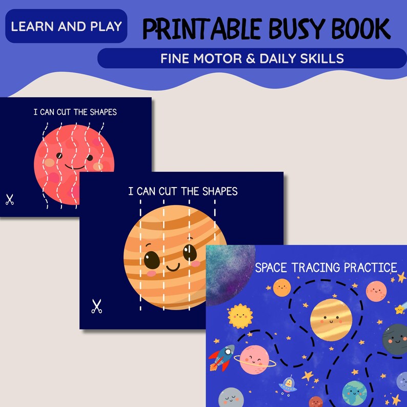 Space Busy Book for Toddlers, Printable Preschool Activities, Ages 3-5 ...