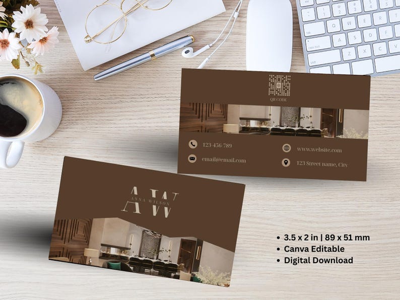 Luxury Real Estate Business Card Template | Brown & Beige Canva ...