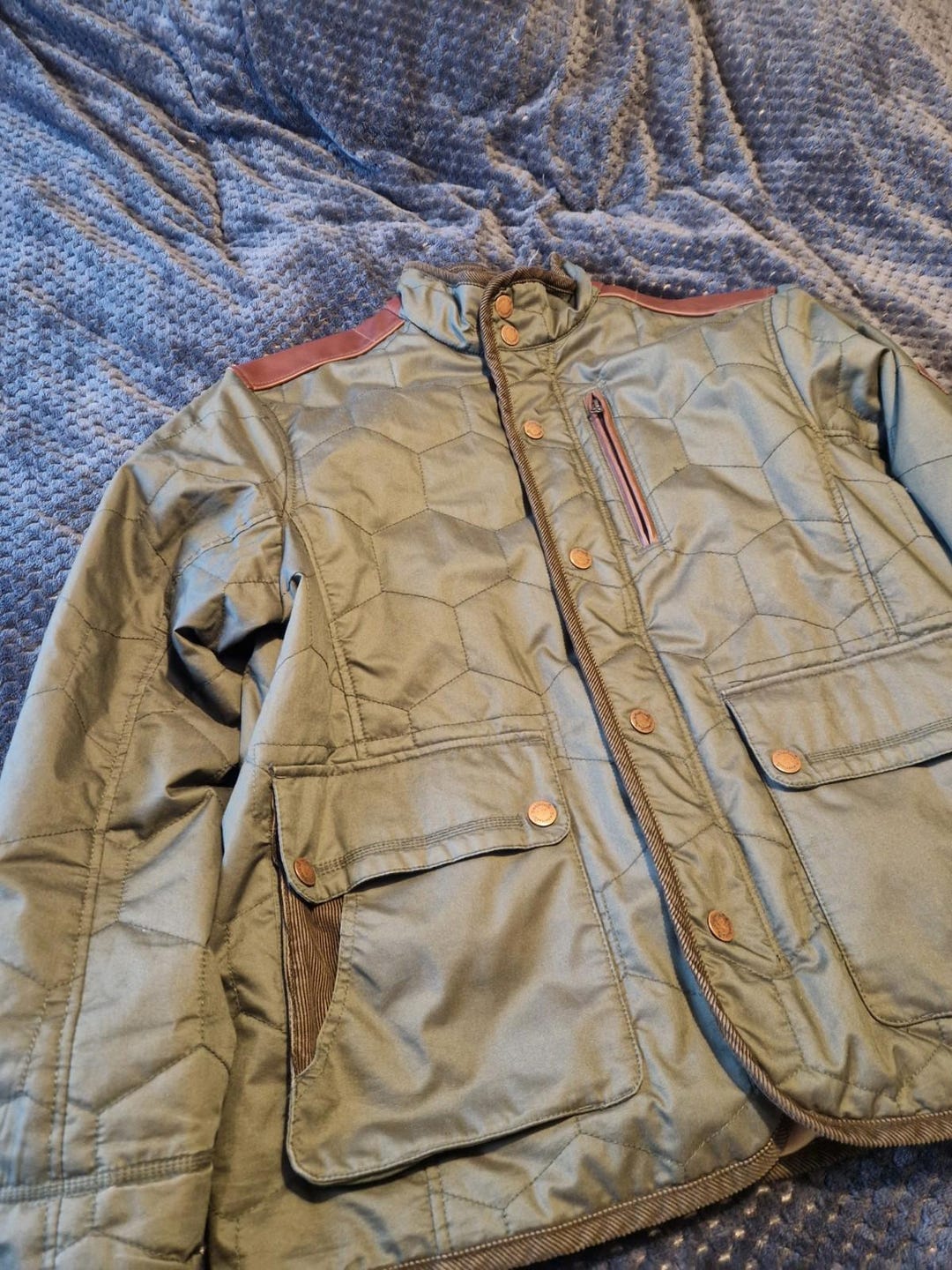 Timberland Earthkeepers Mens Olive Green Quilted Jacket / Coat Uk Size ...