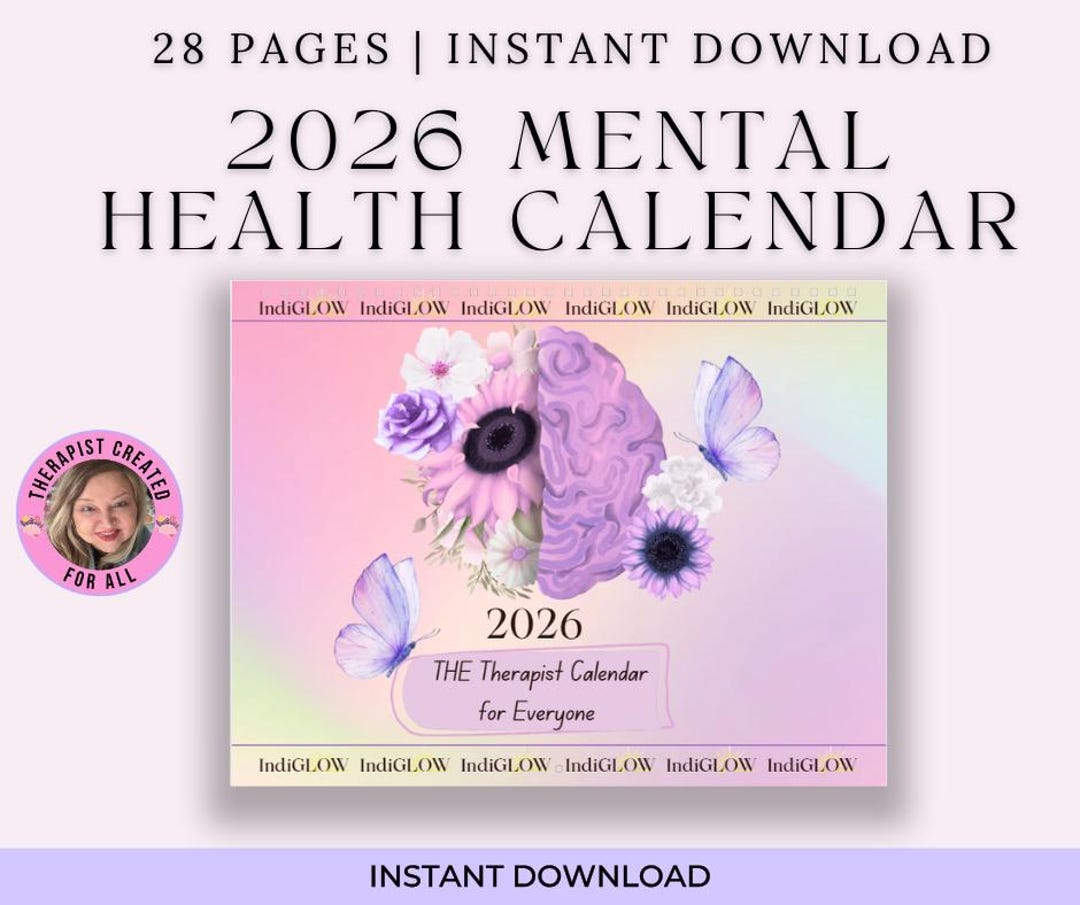 Inspiring Mental Health Calendar | Monthly Wellness Tips (digital ...