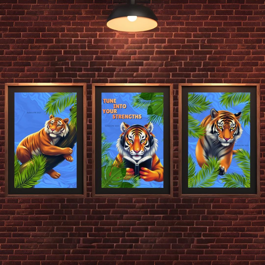 Therapy Office Wall Art Set of 3, Inspirational Tiger Prints, Mental ...