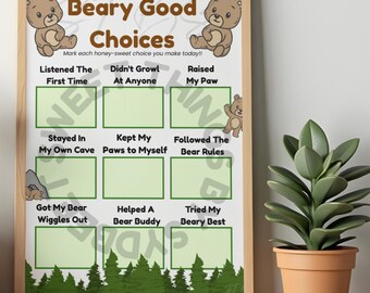 Bear Behavior Chart for Kids | Printable Positive Choices Chart ...