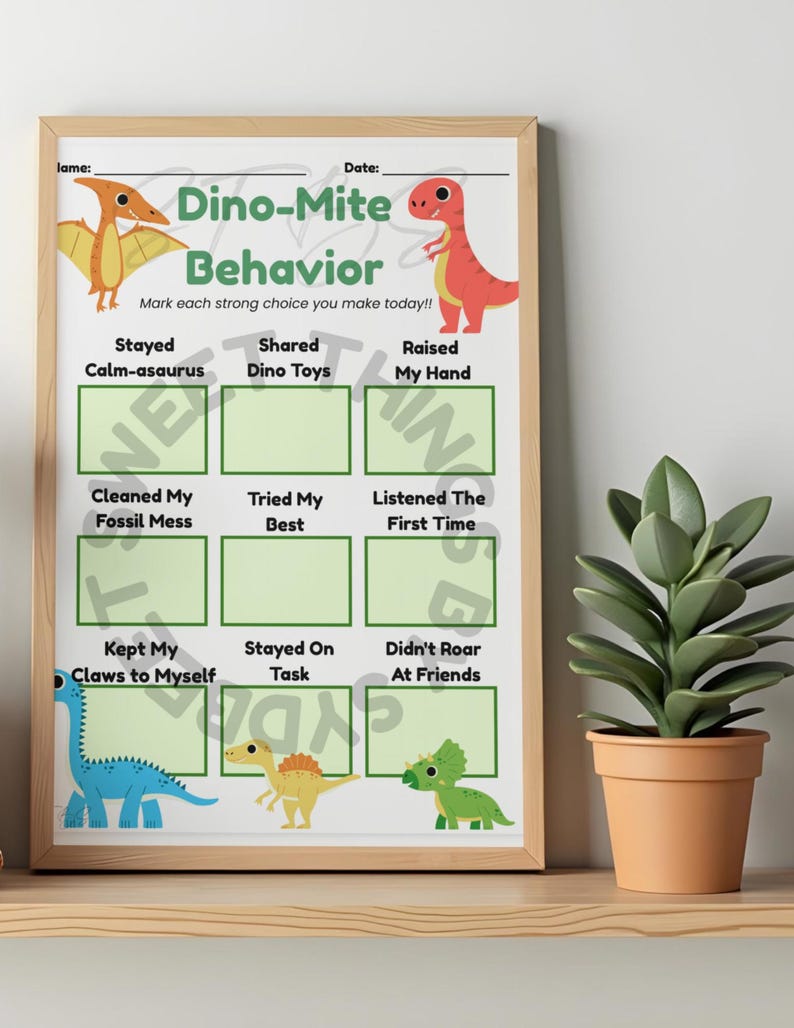 Dinosaur Behavior Chart for Kids | Printable Positive Choices Chart ...