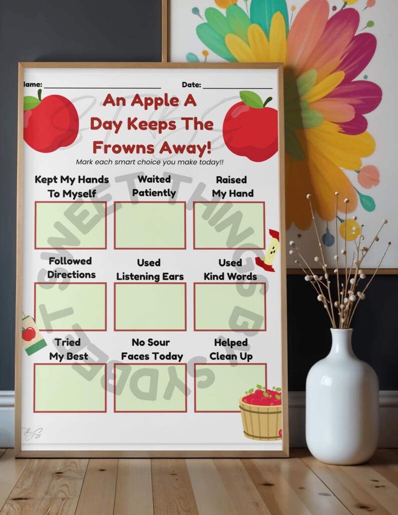 Apple Behavior Chart for Kids | Printable Positive Choices Chart ...