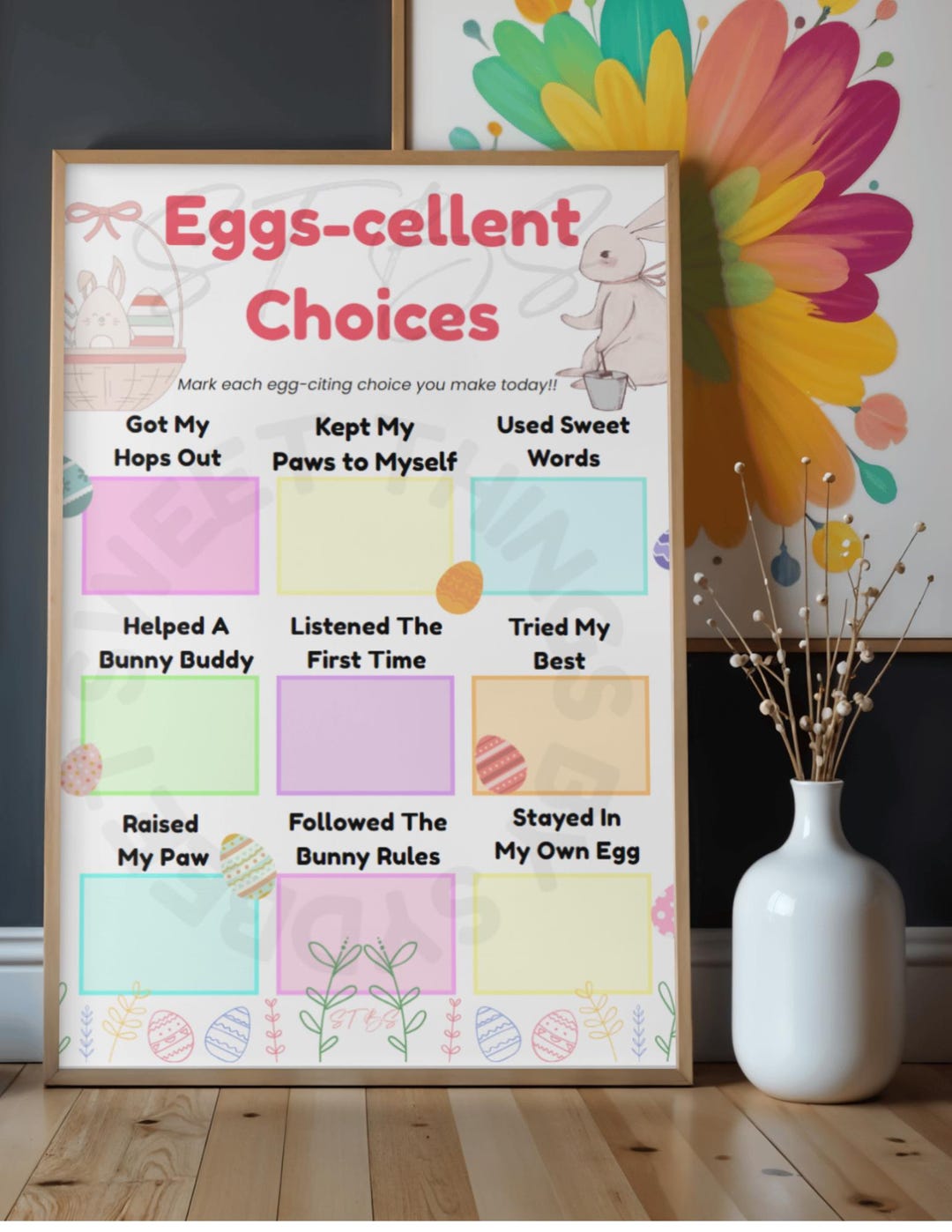 Easter Behavior Chart | 9 Box Reward Tracker for Kids (instant Download ...