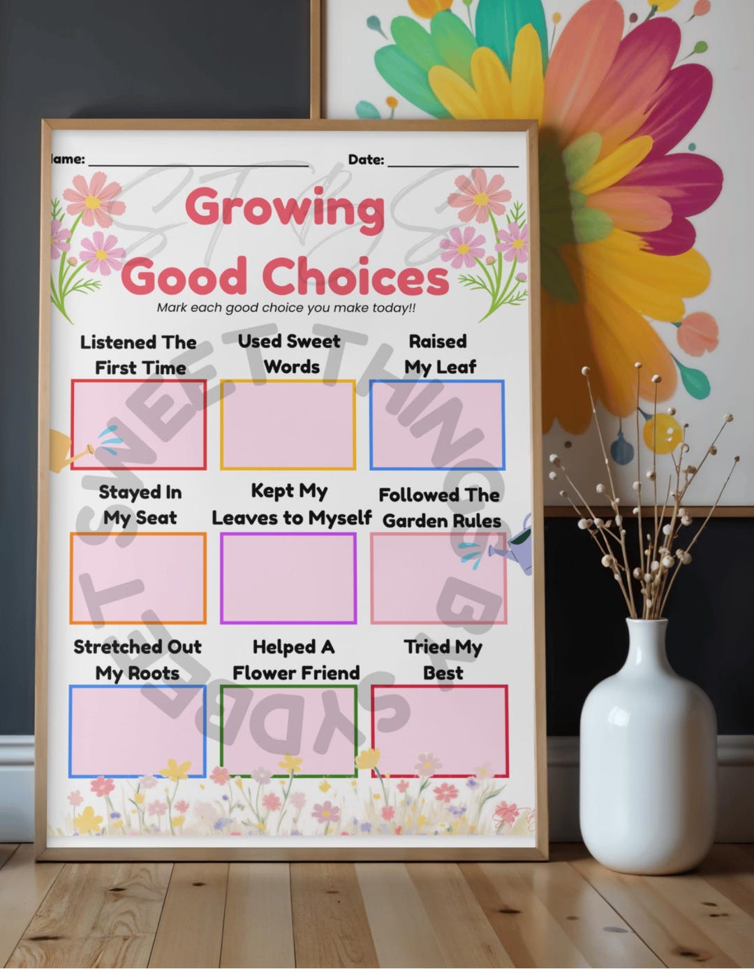 Flower Behavior Chart for Kids | Printable Positive Choices Chart ...