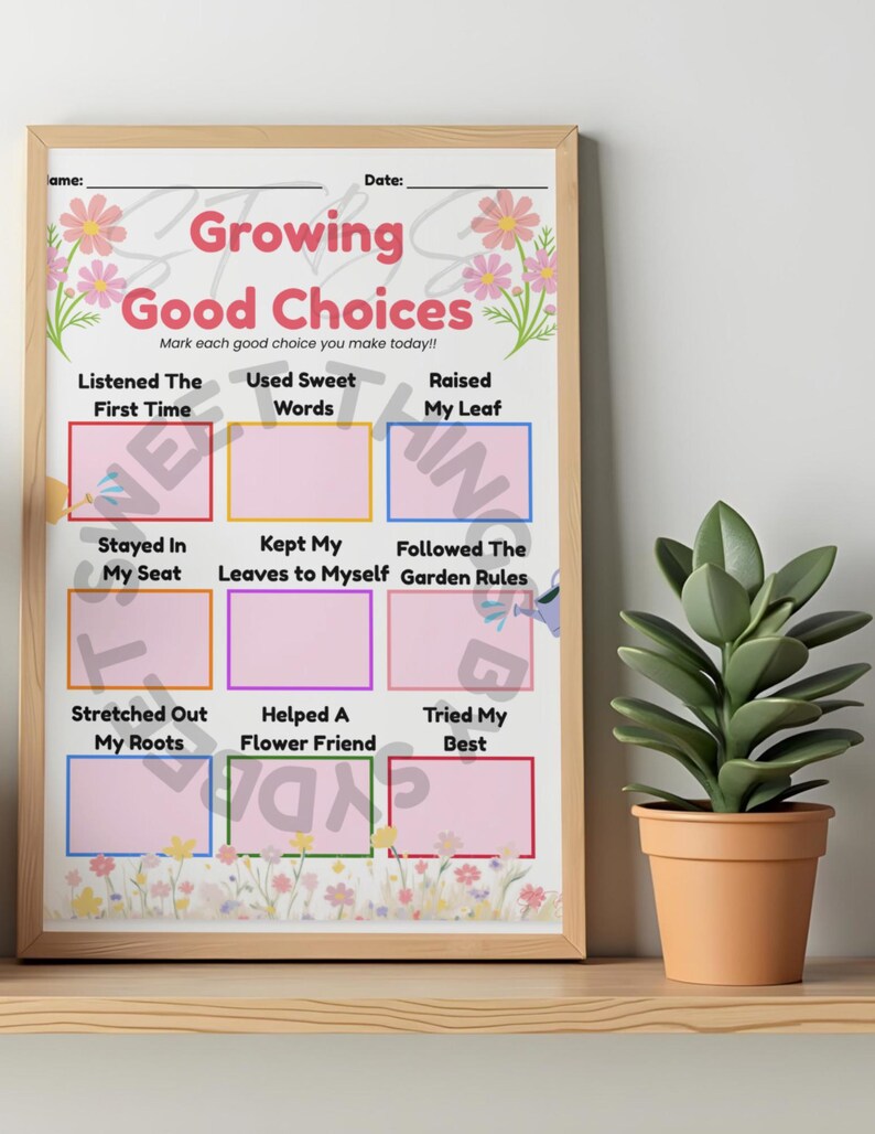Flower Behavior Chart for Kids | Printable Positive Choices Chart ...