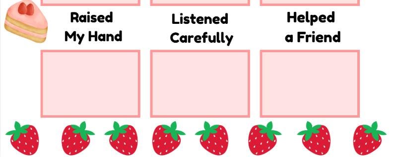 Strawberry Behavior Chart for Kids | Printable Positive Choices Chart ...