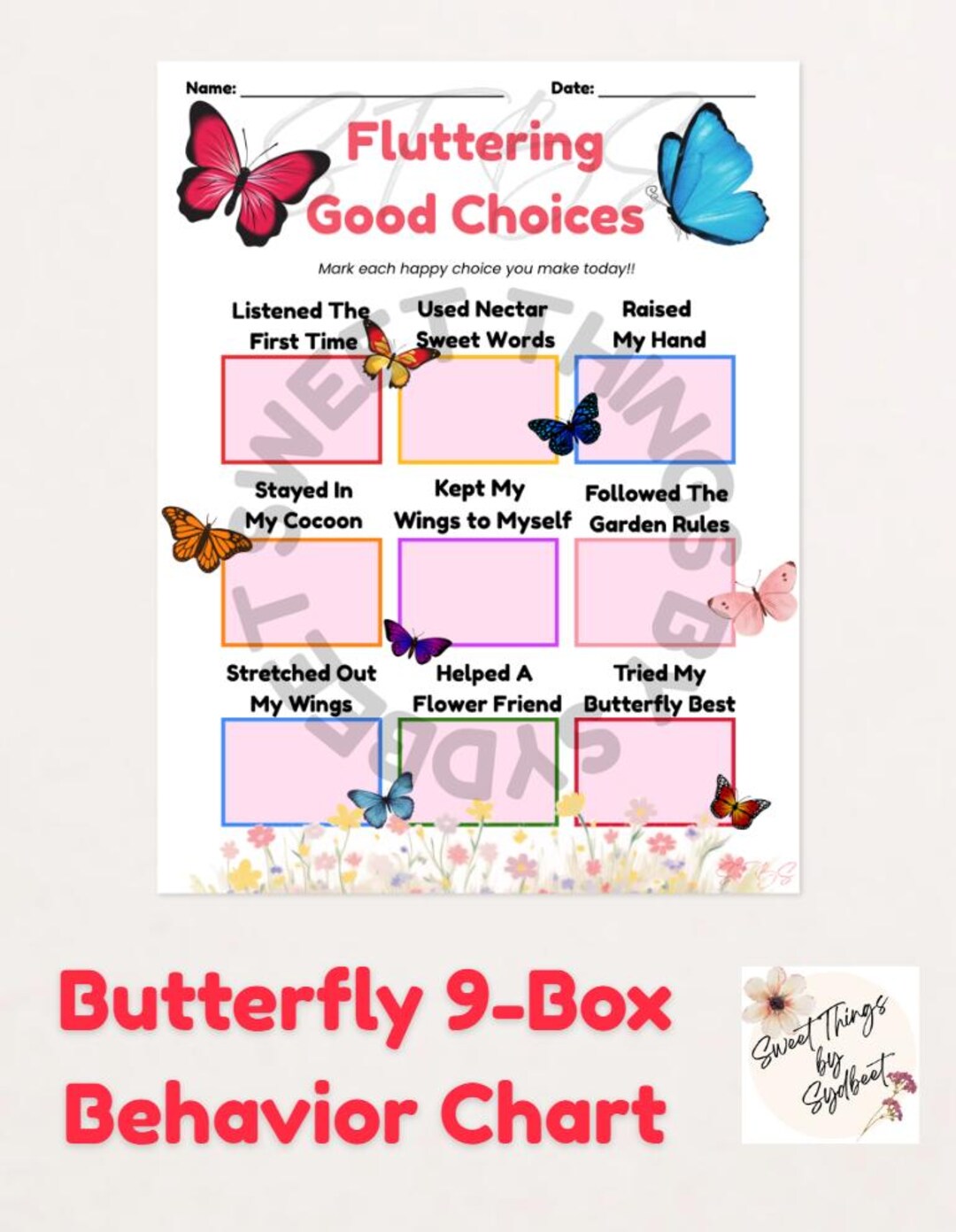 Butterfly Behavior Chart for Toddlers | Positive Choices Reward ...