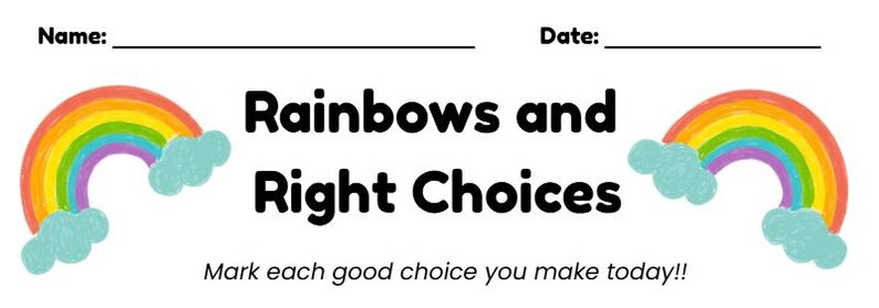 Rainbow Behavior Chart for Toddlers | Printable Reward System (instant ...