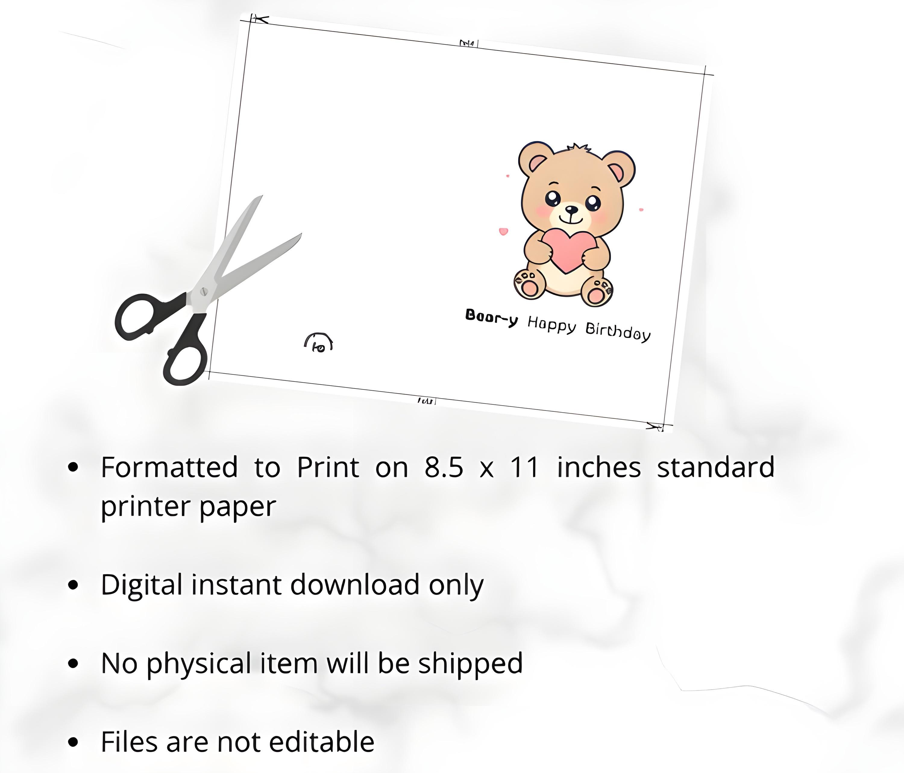 Adorable Happy Birthday Card Printable 5x7 Inch PDF PNG, Cute Digital ...