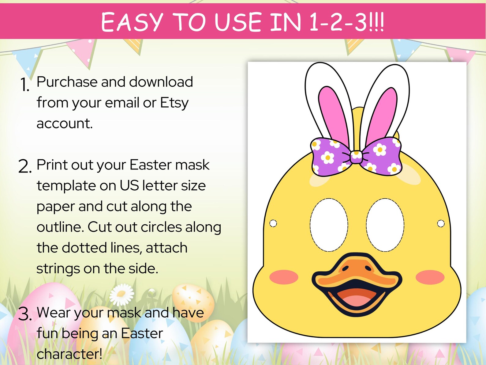 Easter Masks Printable for Kids, Crafts, Party Activity, Preschool ...