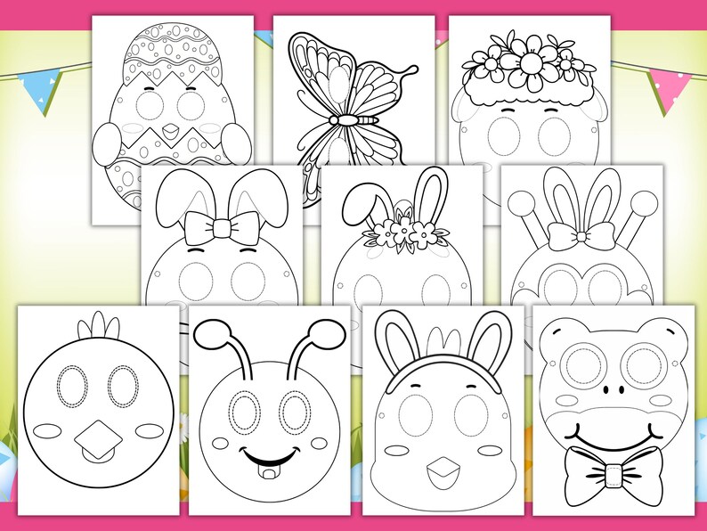 Easter Masks Printable for Kids, Crafts, Party Activity, Preschool ...