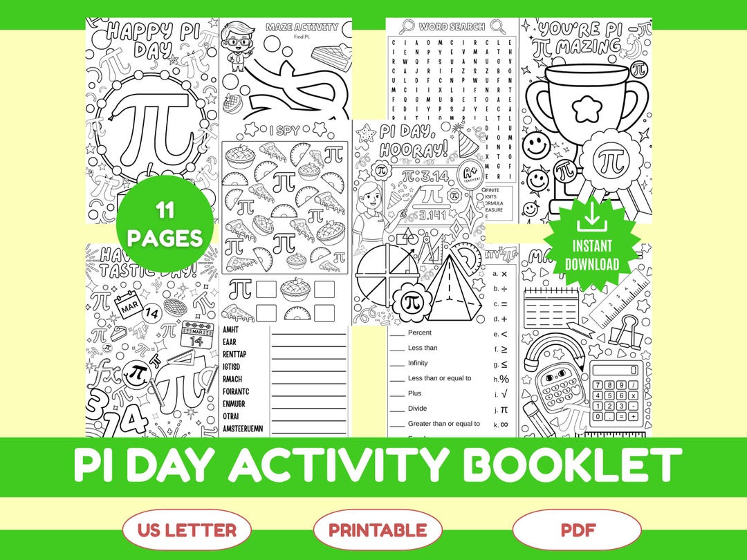 Pi Day Activity Booklet, Printable for Kids, March 14 Worksheets ...