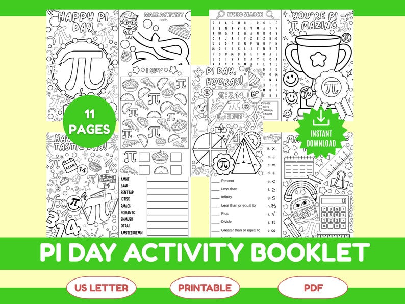 Pi Day Activity Booklet, Printable for Kids, March 14 Worksheets ...