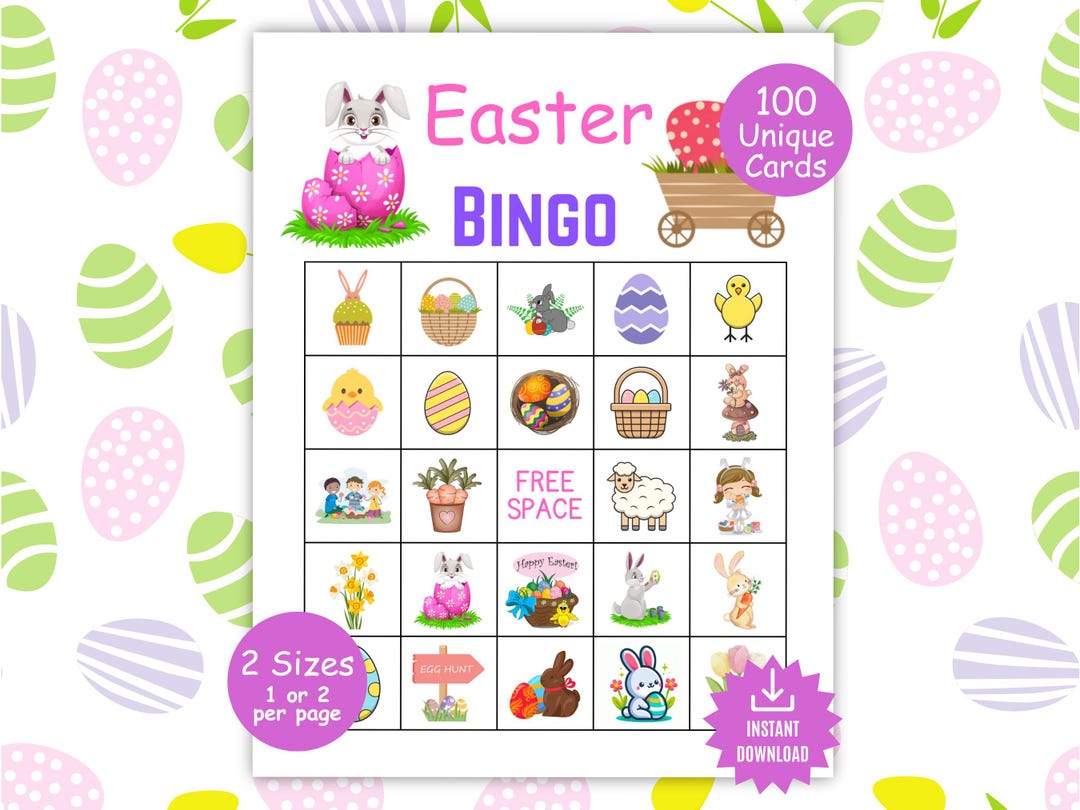 Easter Bingo Game, Classroom Party Activity, Kids Easter Printable ...