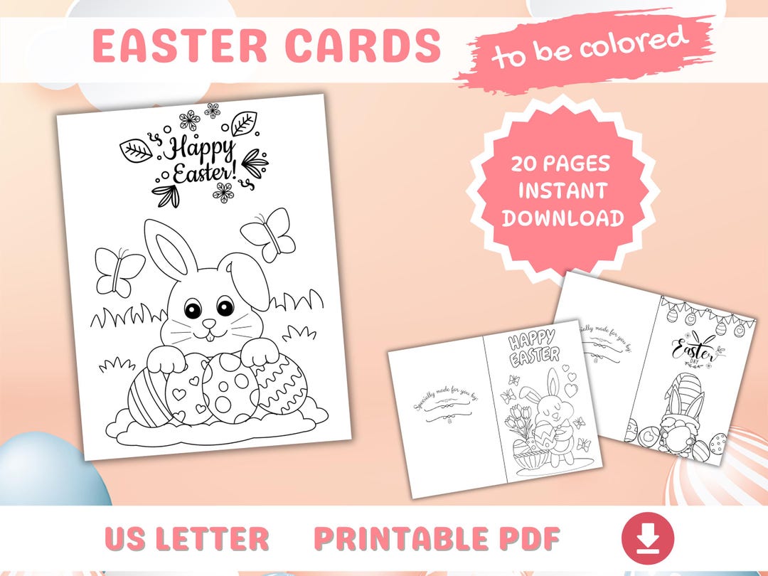 Easter Coloring Cards, Printable for Kids, DIY Easter Cards, Homemade ...